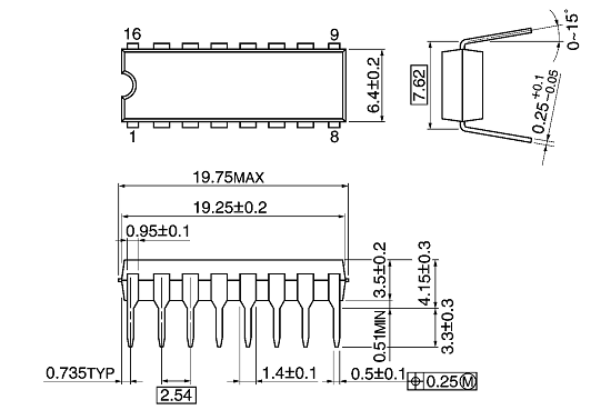 DIP16-P-300-2.54A | 封装与包装信息 | 东芝半导体&存储产品中国官网