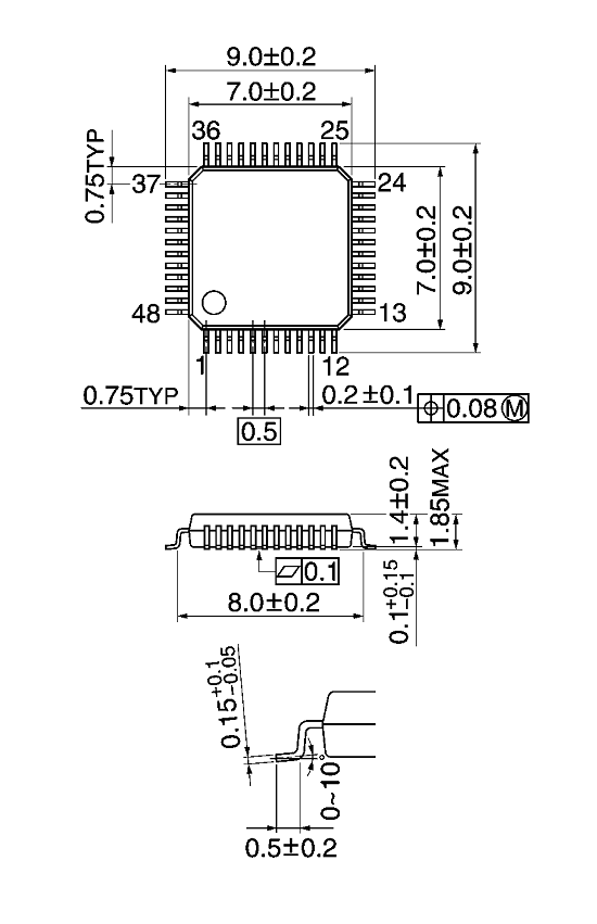 LQFP48-P-0707-0.50 | 封装与包装信息 | 东芝半导体&存储产品中国官网