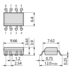 DIP8(LF4) | 封装与包装信息 | 东芝半导体&存储产品中国官网